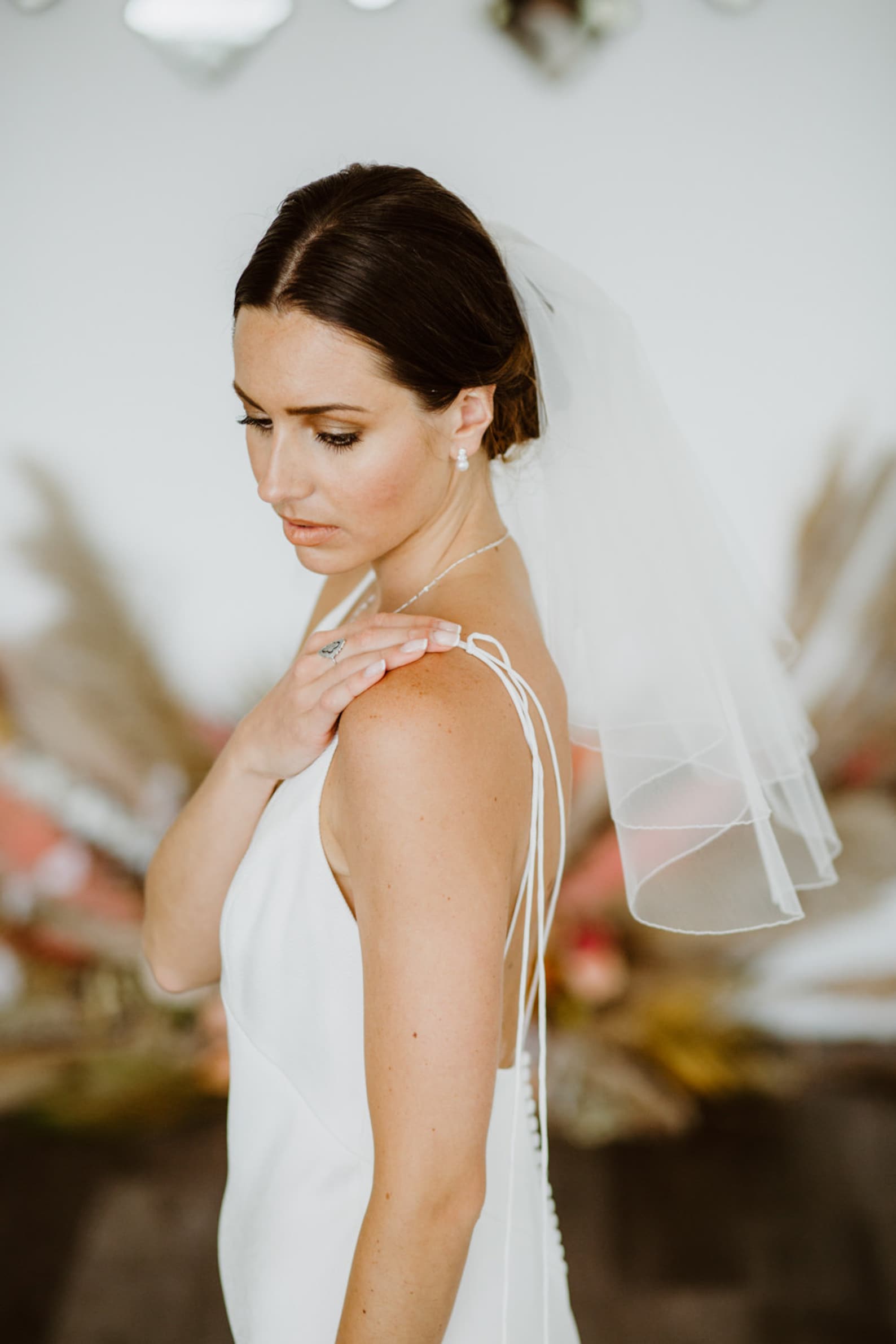 Shoulder Length Two Layer Wedding Veil With A Pencil Edge. | Etsy