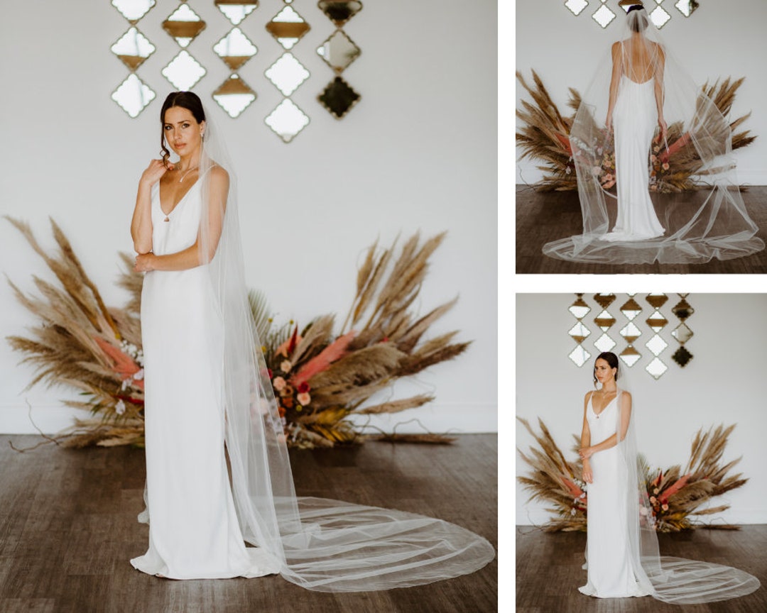 One Layer Cathedral Length Veil. Extra Wide Tulle Wedding Veil With a ...