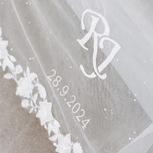 Veil Embroidery Add-on: Custom Interlinked Monogram | Embroidered ...