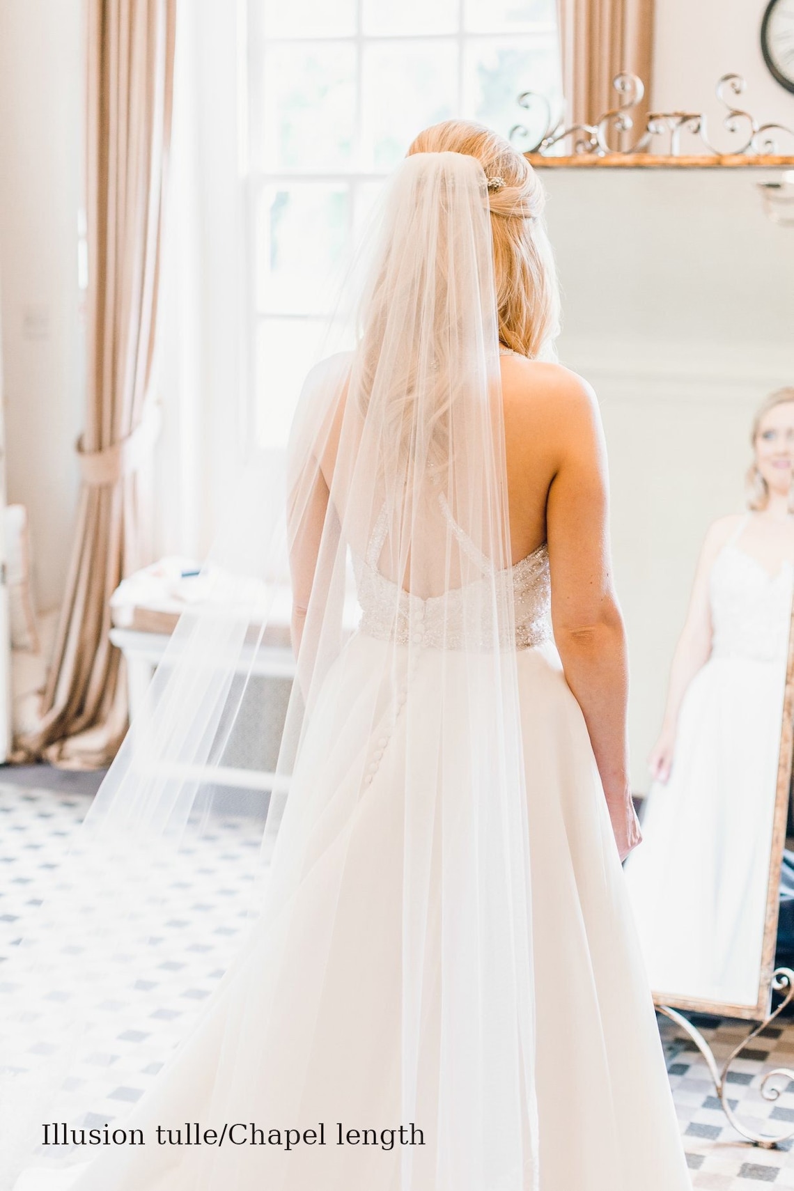 Long Plain Veil. Simple Tulle Wedding Veil in Light Ivory. - Etsy