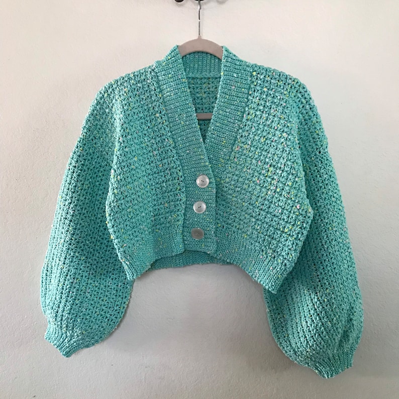 Blue Speckle Crochet Cardigan - Etsy