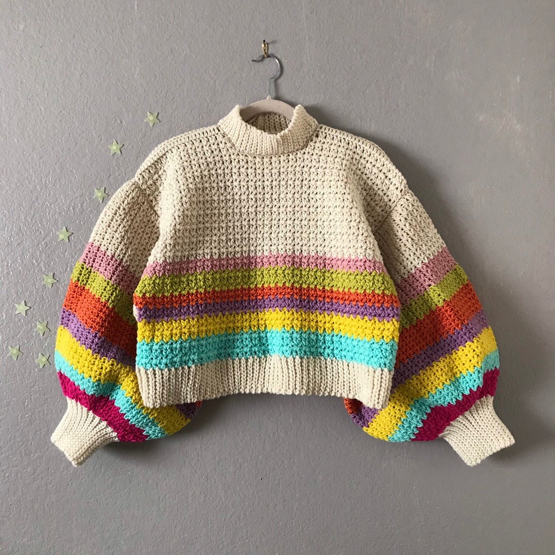 Super Oversized Crochet Color Pop Sweater - Etsy