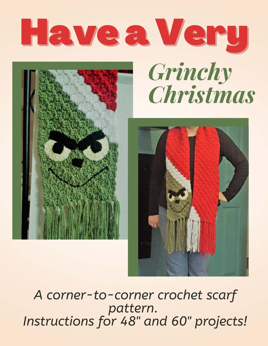 Have a Grinchy Christmas Scarf CROCHET PATTERN - Etsy