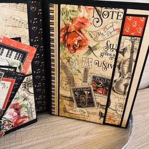 Music Themed Quad Fold Folio/love Notes Mini Album / Scrapbook Album ...