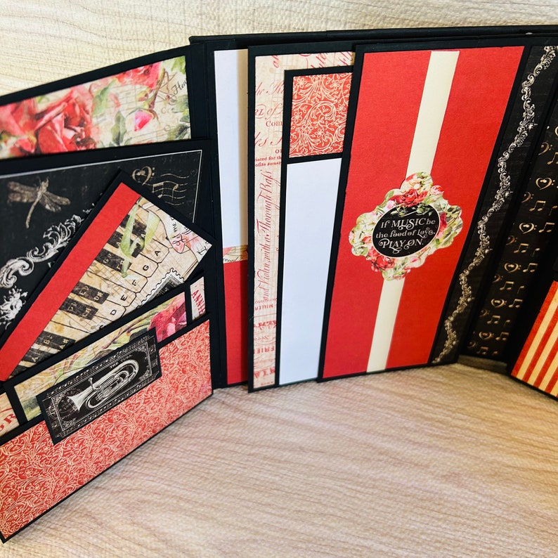 Music Themed Quad Fold Folio/love Notes Mini Album / Scrapbook Album ...