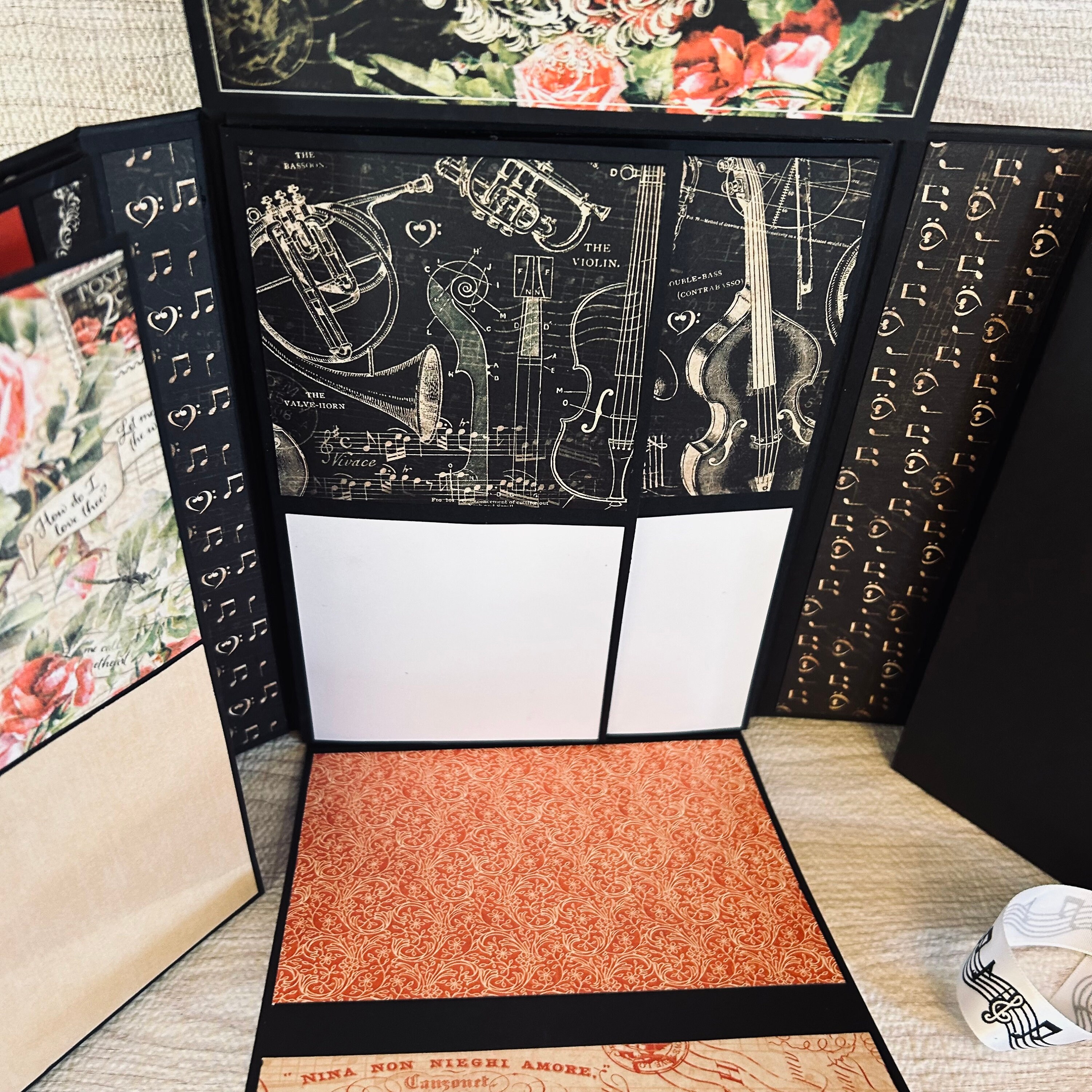 Music Themed Quad Fold Folio/love Notes Mini Album / Scrapbook Album ...