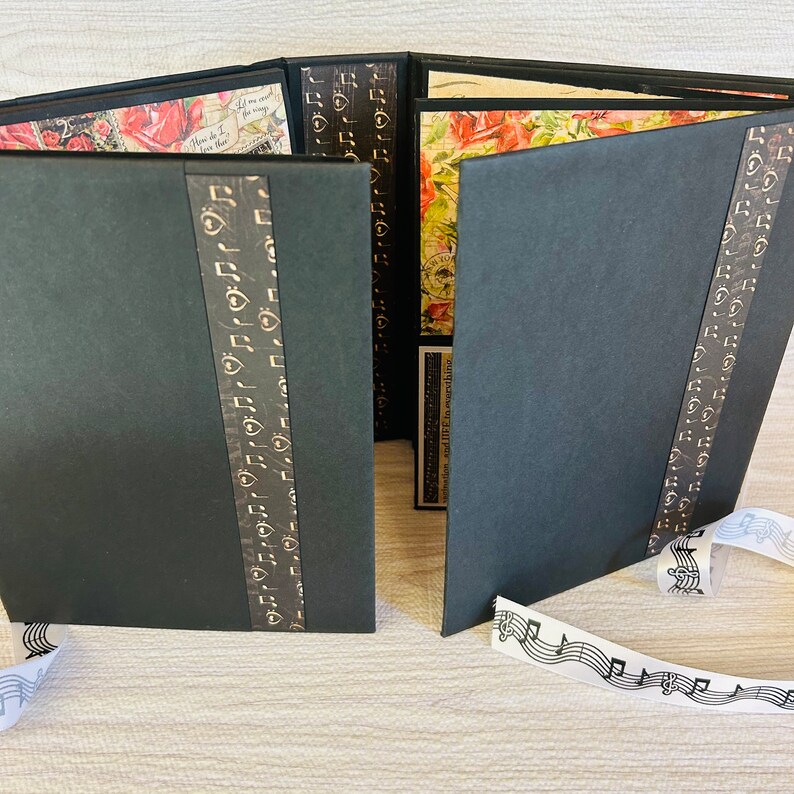Music Themed Quad Fold Folio/love Notes Mini Album / Scrapbook Album ...