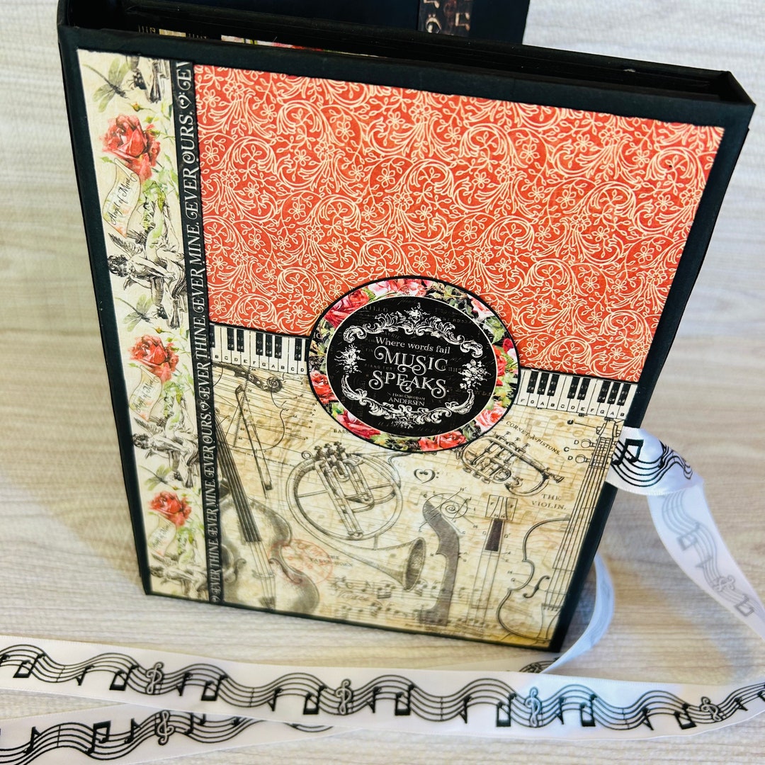 Music Themed Quad Fold Folio/love Notes Mini Album / Scrapbook Album ...