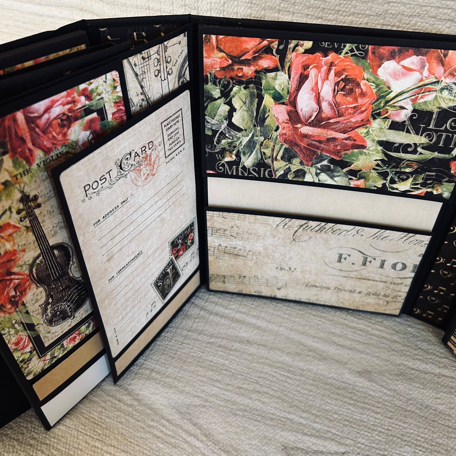 Music Themed Quad Fold Folio/love Notes Mini Album / Scrapbook Album ...