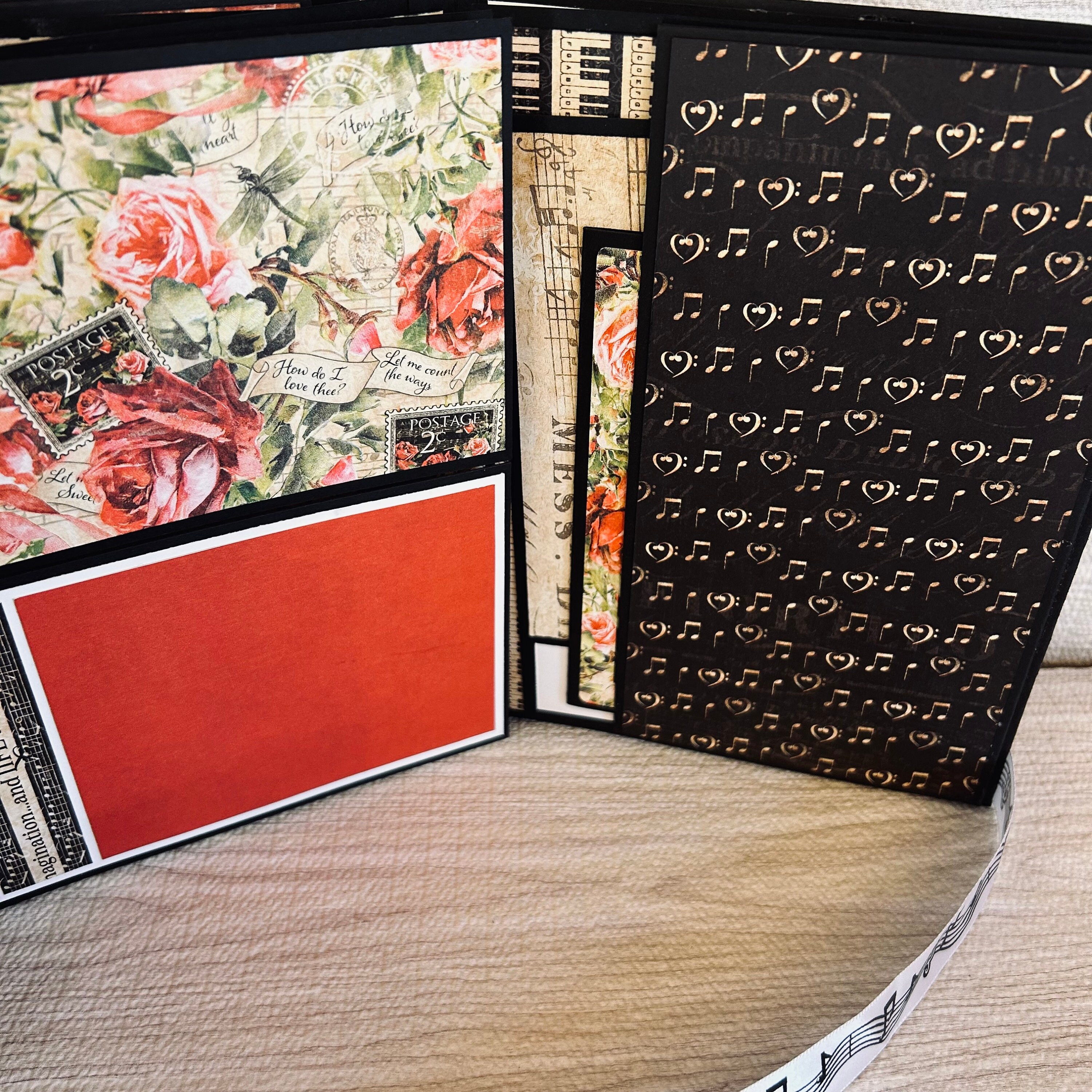 Music Themed Quad Fold Folio/love Notes Mini Album / Scrapbook Album ...