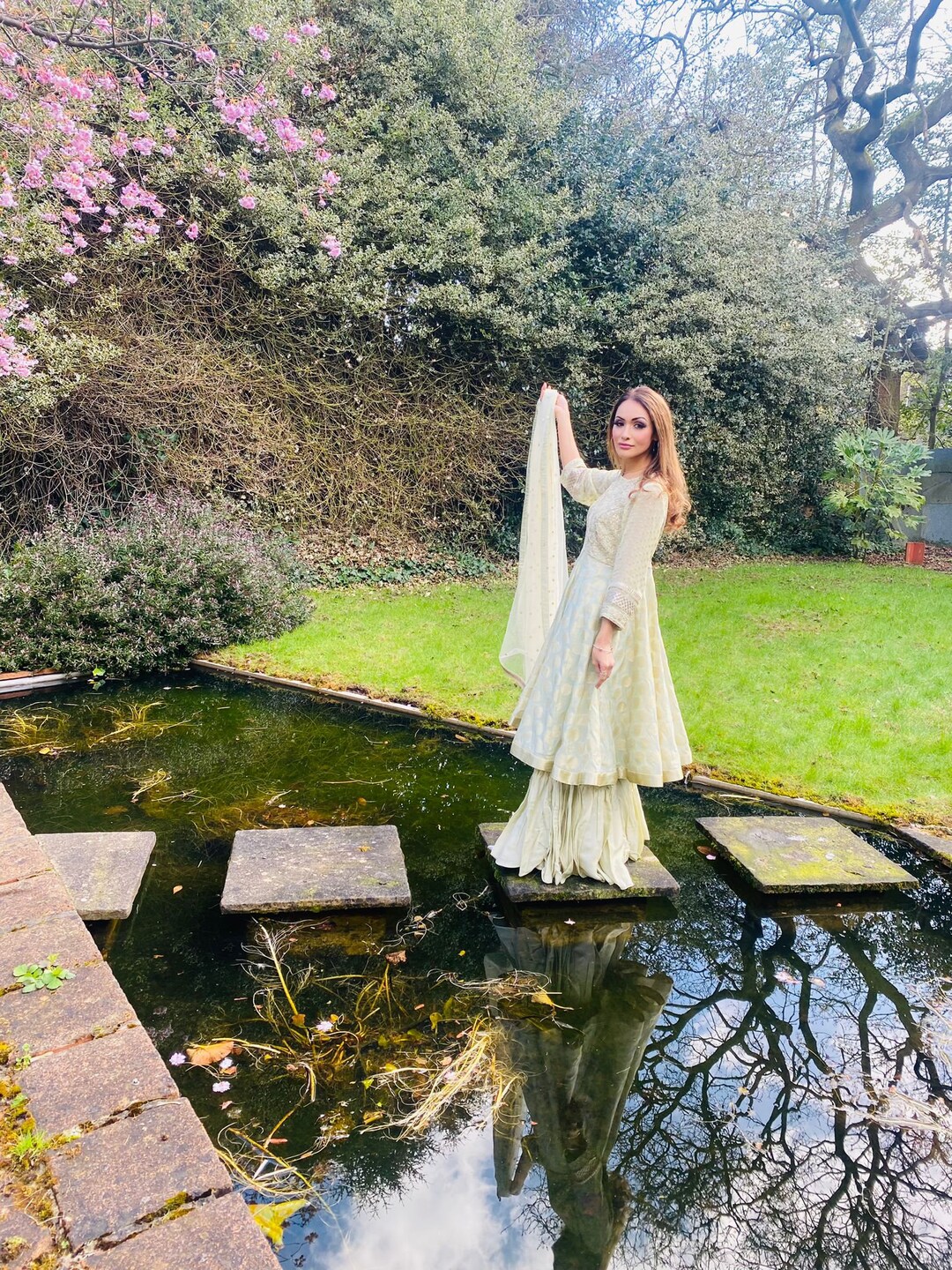 Pale Mint Green Gharara Suit With a Pathani Frock Style Dress ...