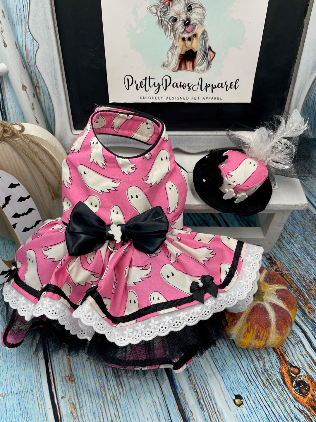 Pink Halloween BOO Dog Dress/pink Ghost Halloween Dog Dress/pink ...