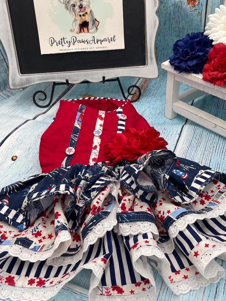 Independence Day Dog Dress: Red, White, Blue - Etsy