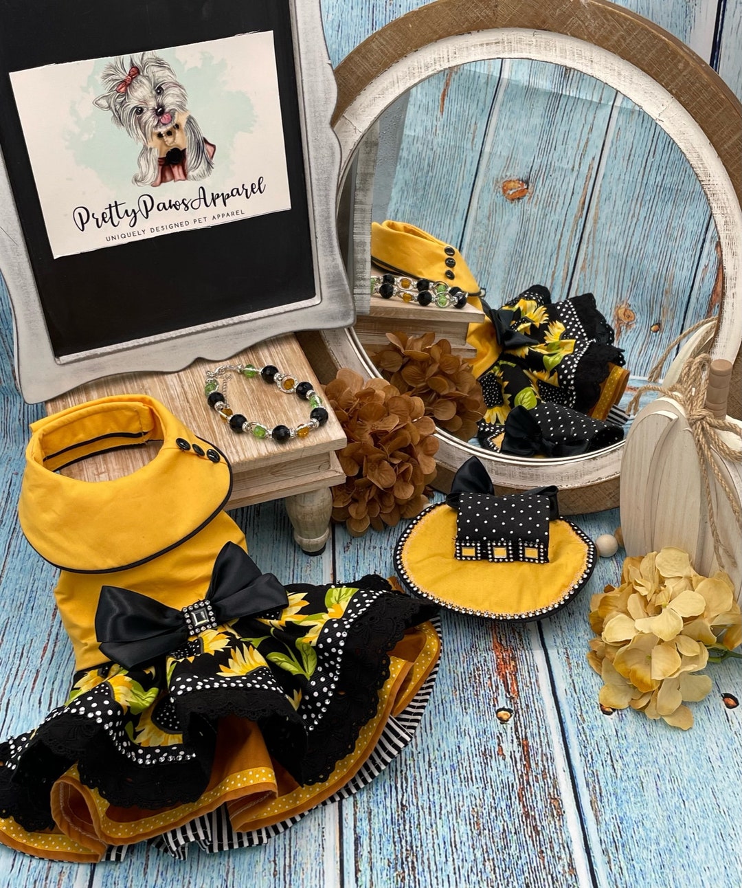 Fall Sunflower Dog Dress/yellow Sunflower Dress/birthday Dog Dress ...