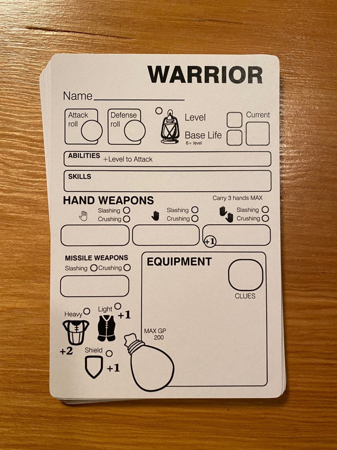 Four Against Darkness Character Sheets ~ 4AD Game Accessories, 4 ...