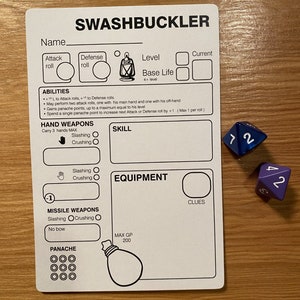 Four Against Darkness Character Sheets ~ 4AD Game Accessories, 4 ...