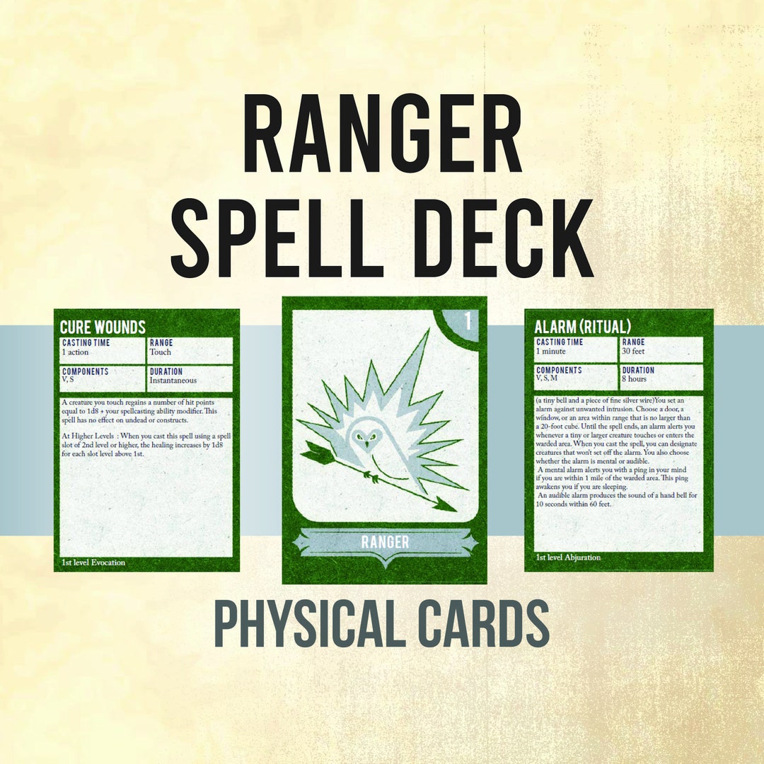 Dnd Ranger Spell Cards, Dungeons and Dragons Spell Cards, Dnd Spell ...
