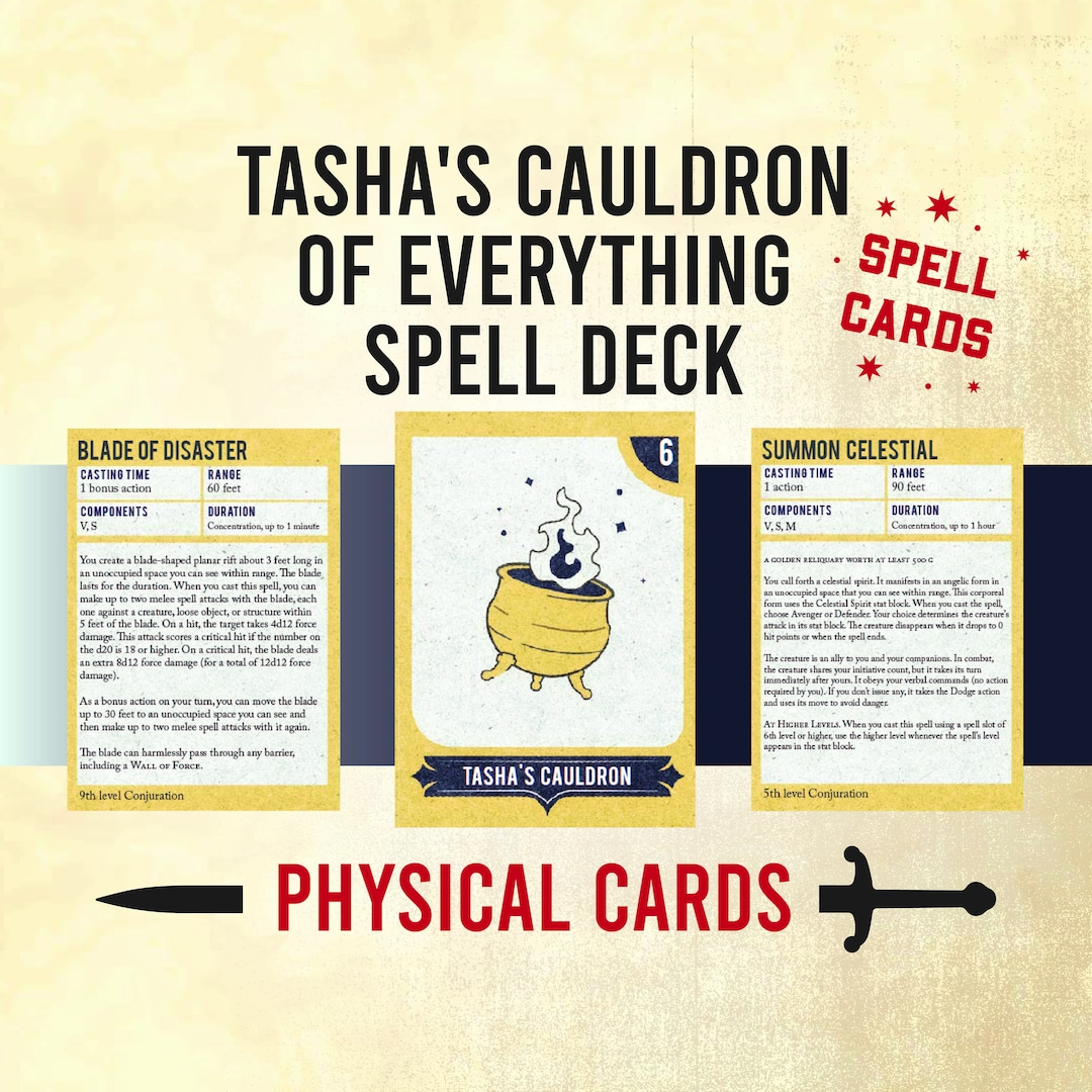 Tasha's Cauldron of Everything Spell Cards, Dnd Spell Cards, Dungeons ...