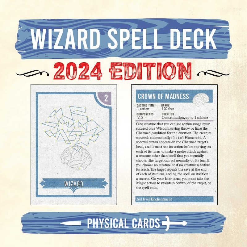 Dnd 5e 2024 Wizard Spell Cards - Etsy