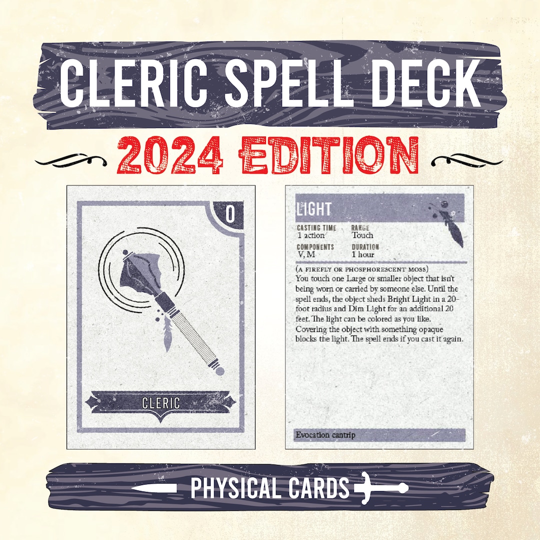 Dnd Spell Cards, Cleric Spell Cards, Dnd 5.5e Spell Deck, Custom Spell ...
