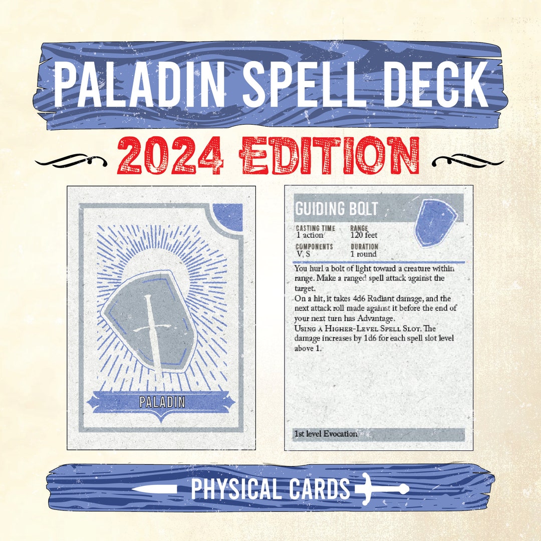 Paladin Spell Cards 2024 5.5e, Dungeons and Dragons Class Spell Cards ...