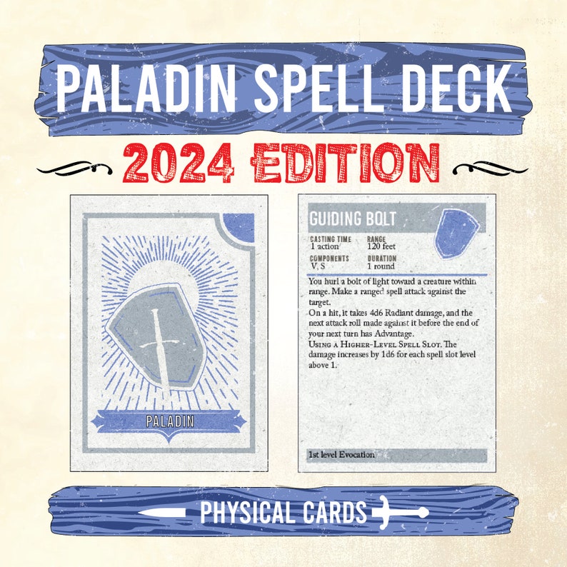 Paladin Spell Cards 2024 5.5e, Dungeons and Dragons Class Spell Cards ...
