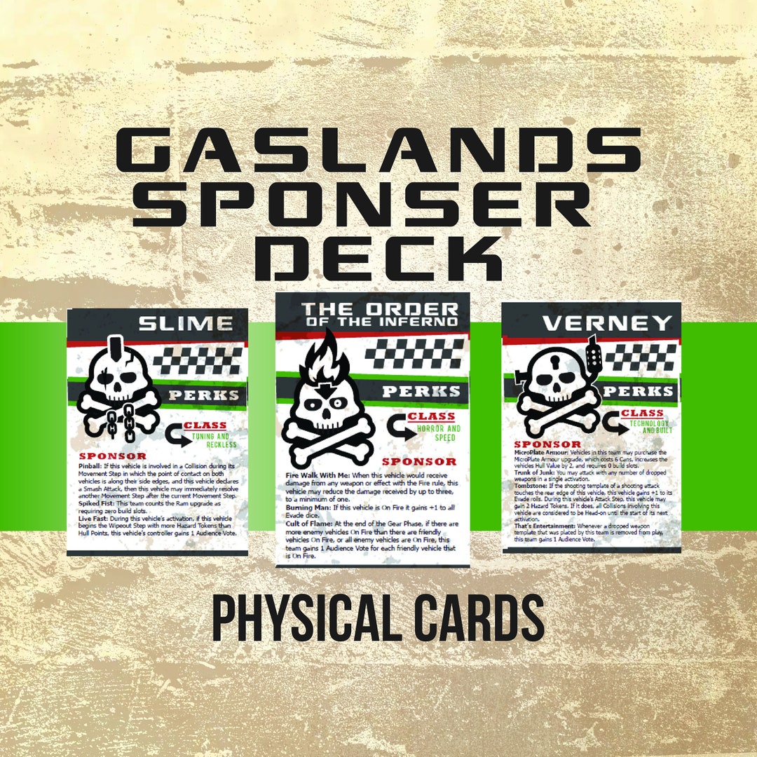 13 Gaslands Sponsor Cards, Tabletop Game Cards, Geek Gift for Gamers ...