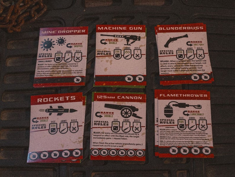 Gaslands Weapons Upgrade Card Deck - 48 Cards, Tabletop Game Refuelled ...