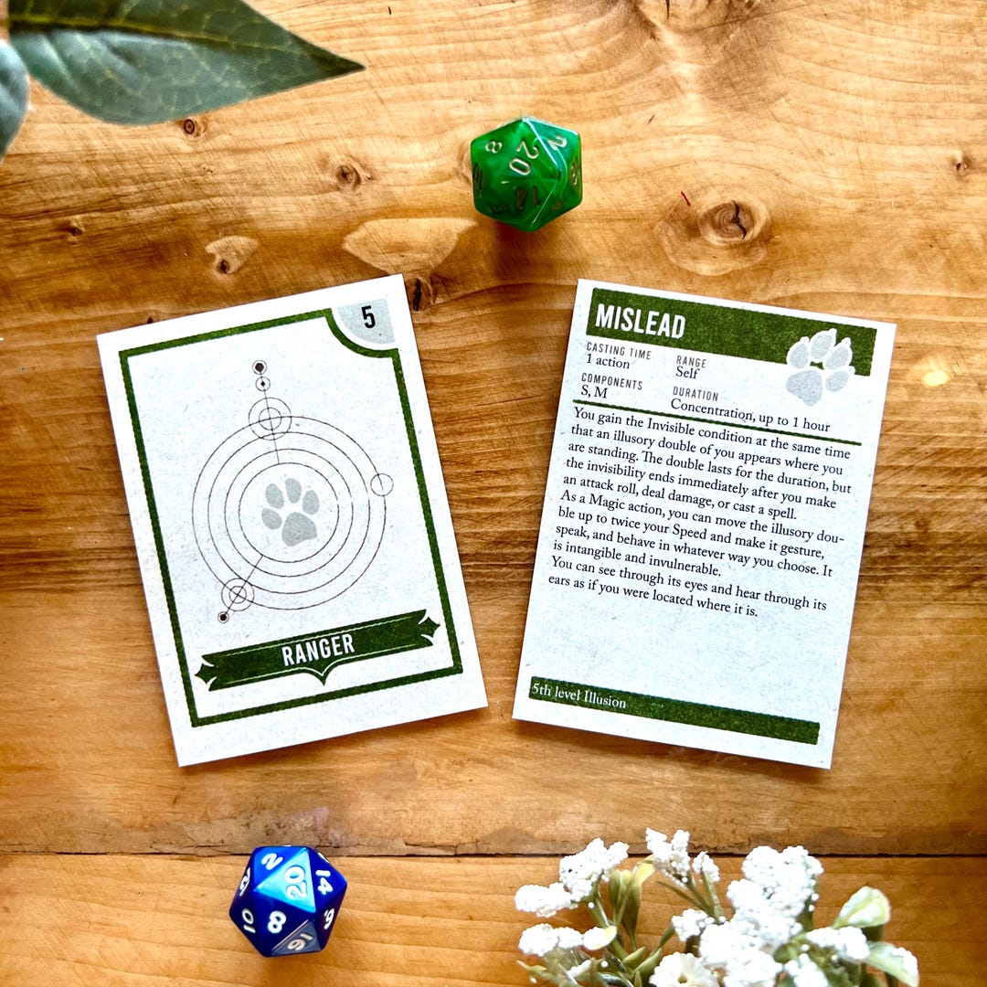 Dnd Ranger Spell Cards, 2024 Dungeons and Dragons Spells, Gamer ...