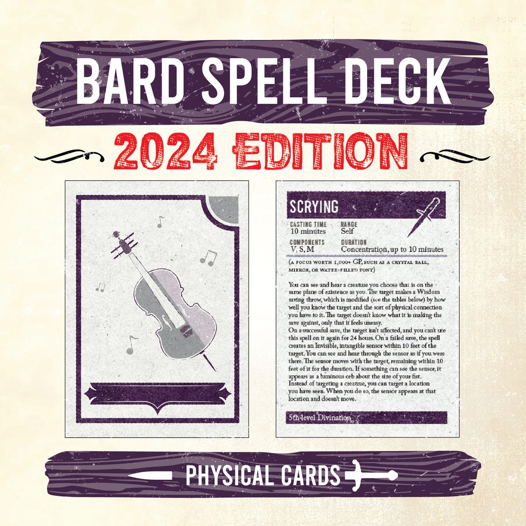 2024 Bard Spell Cards, 5.5e Dungeon and Dragons Deck, Dnd 5th Edition ...