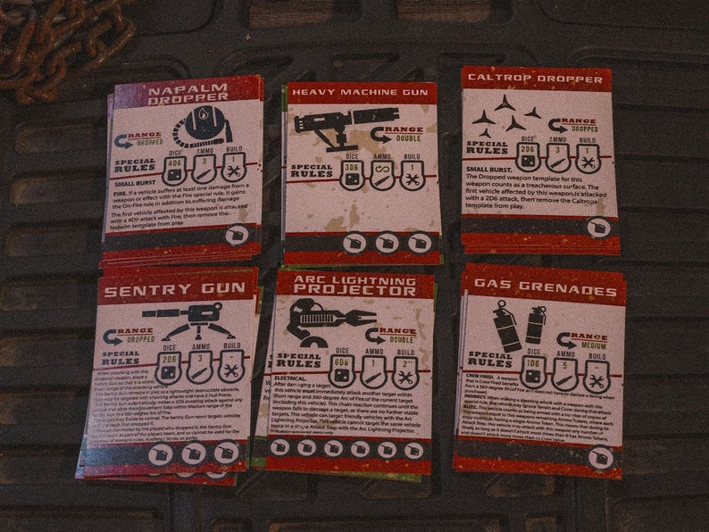 Gaslands Weapons Upgrade Card Deck - 48 Cards, Tabletop Game Refuelled ...