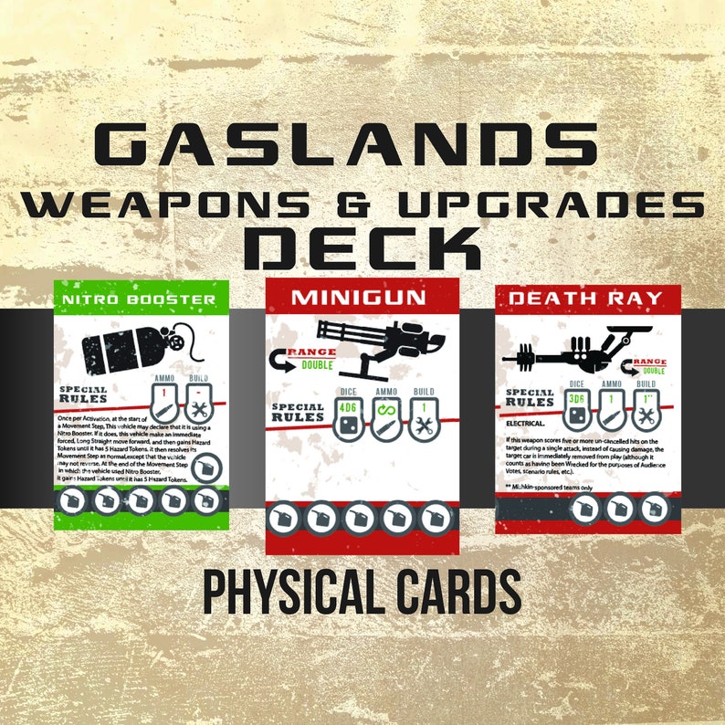 Gaslands Weapons Upgrade Card Deck - 48 Cards, Tabletop Game Refuelled ...