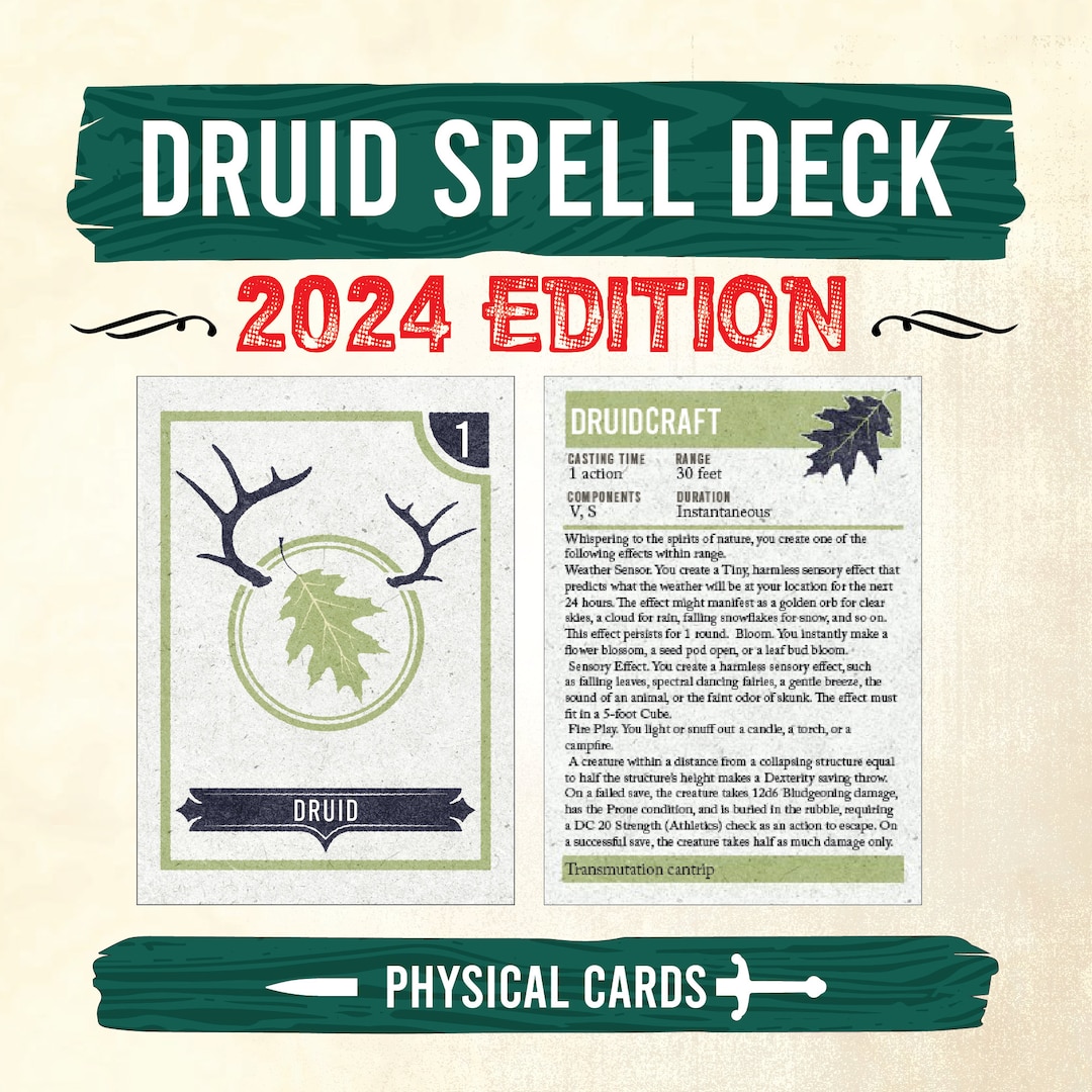 Dnd Spell Cards, Druid Spell Cards, Custom Spell Cards, 2024 5.5e ...