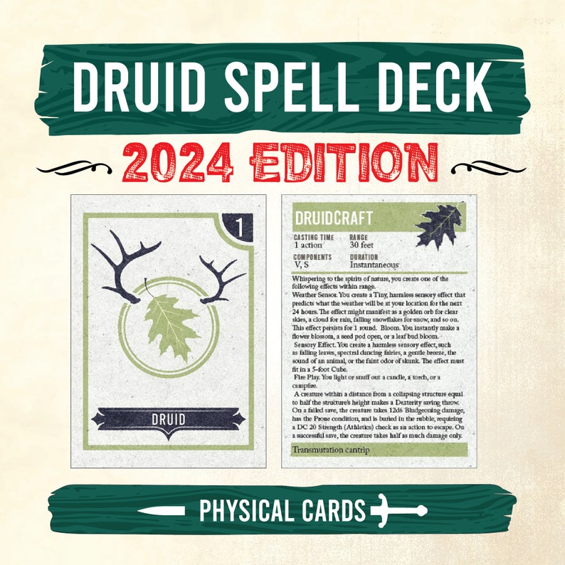 Dnd Spell Cards, Druid Spell Cards, Custom Spell Cards, 2024 5.5e ...