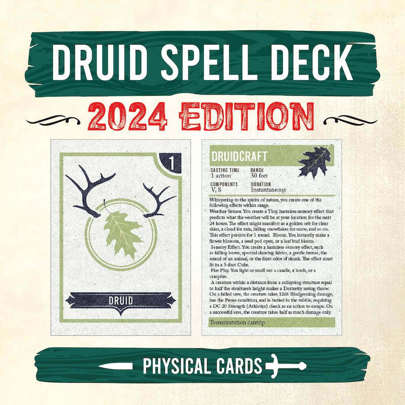 Druid Spell Card 2024 - Etsy