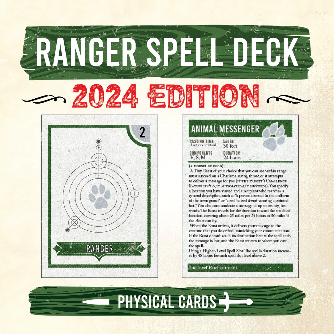 Ranger Spell Cards, 2024 Dnd Spell Cards, Dungeons and Dragons ...