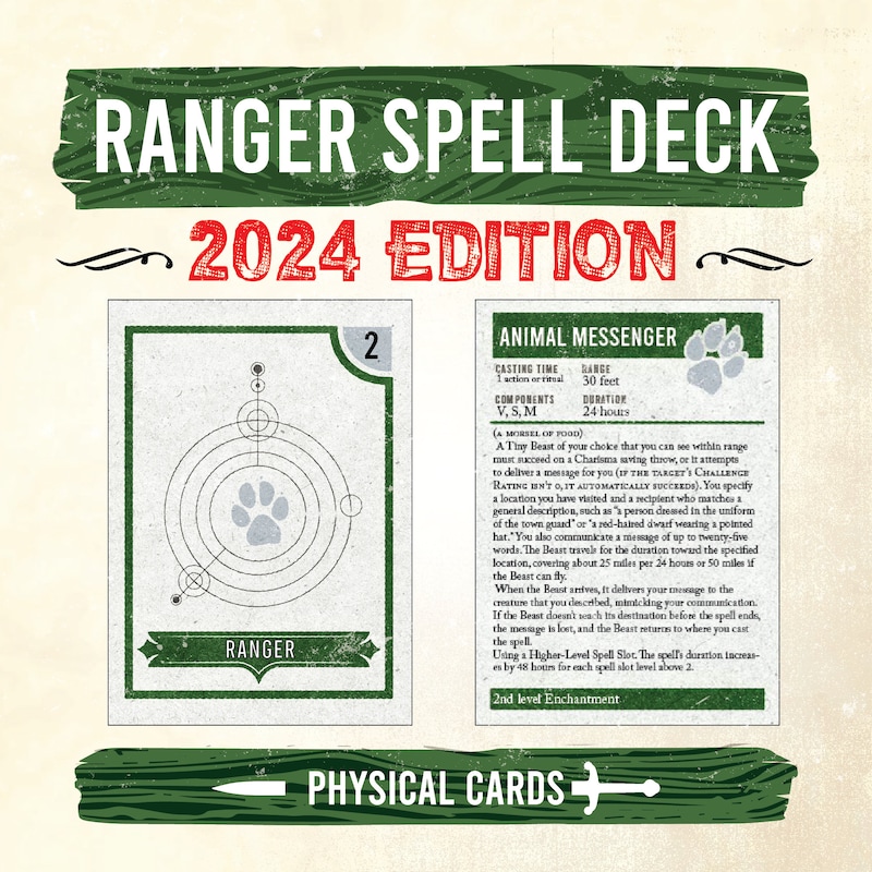 Ranger 2024 Spell Cards - Etsy
