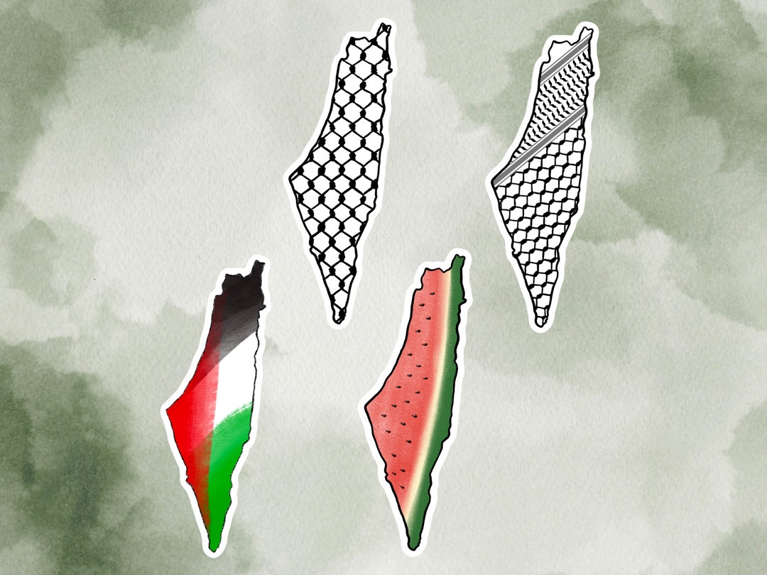 Palestine Map Stickers Bundle Handmade Watermelon Waterproof Die Cut ...