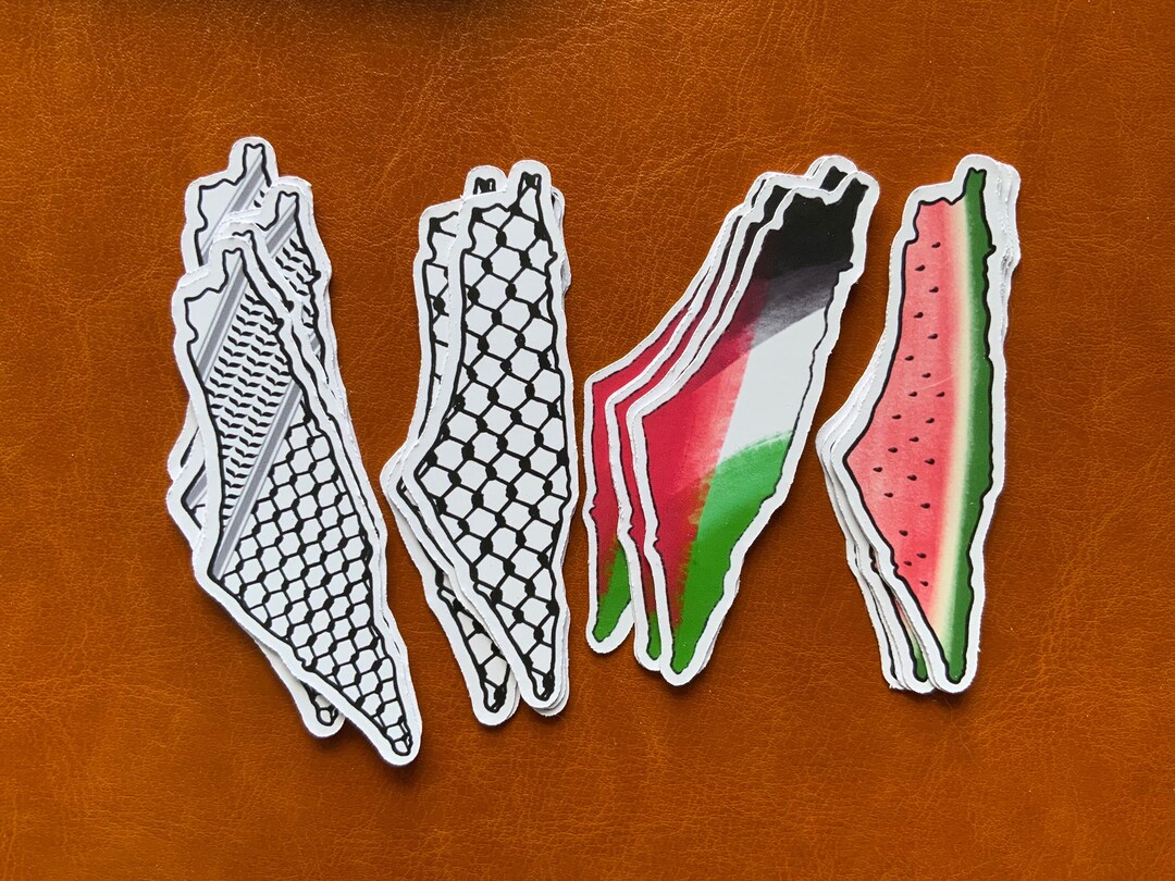 Palestine Map Stickers Bundle Handmade Watermelon Waterproof Die Cut Stickers Palestinian Flag ...