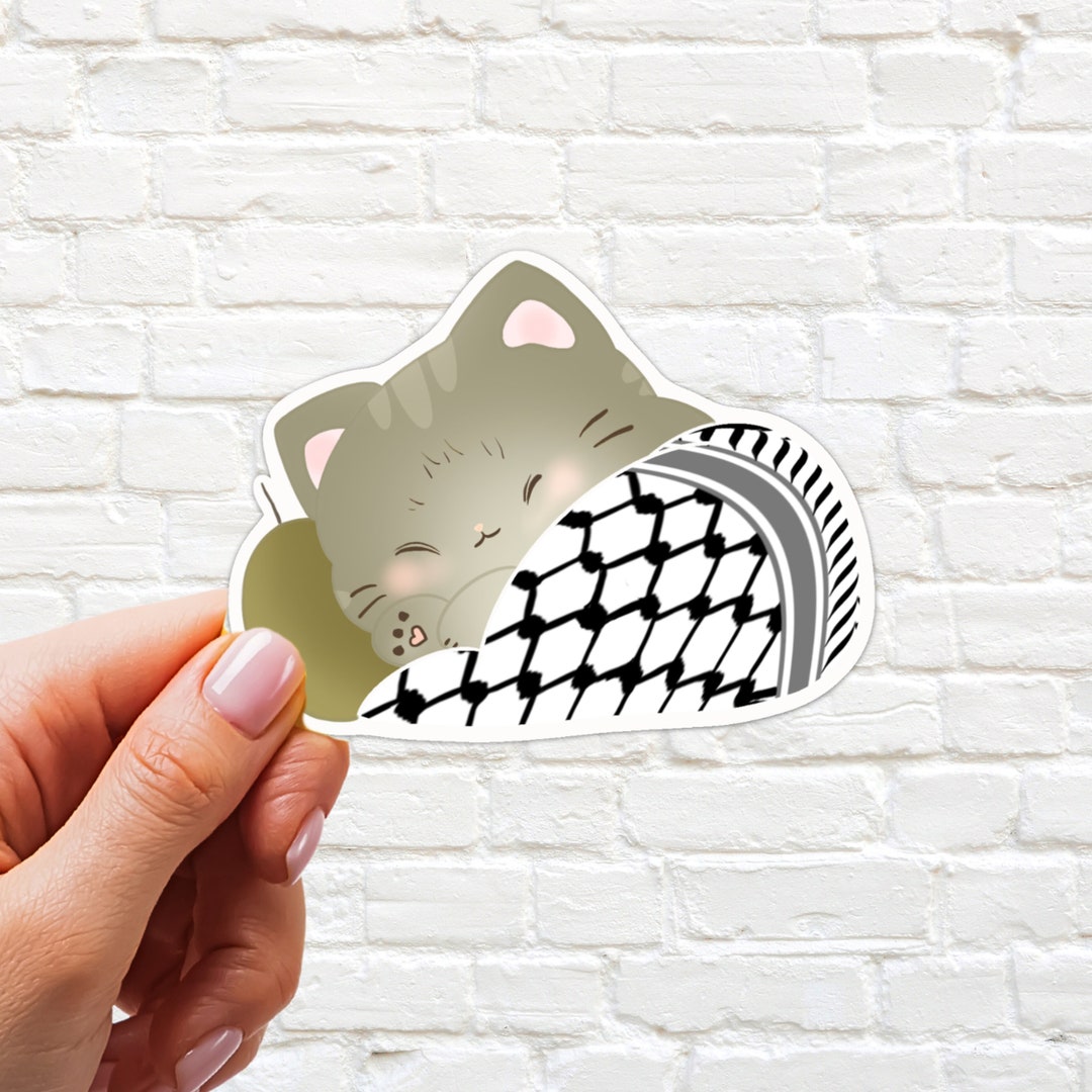 Keffiyeh Cat Palestine Sticker Vinyl Weatherproof Phone Laptop Sticker ...