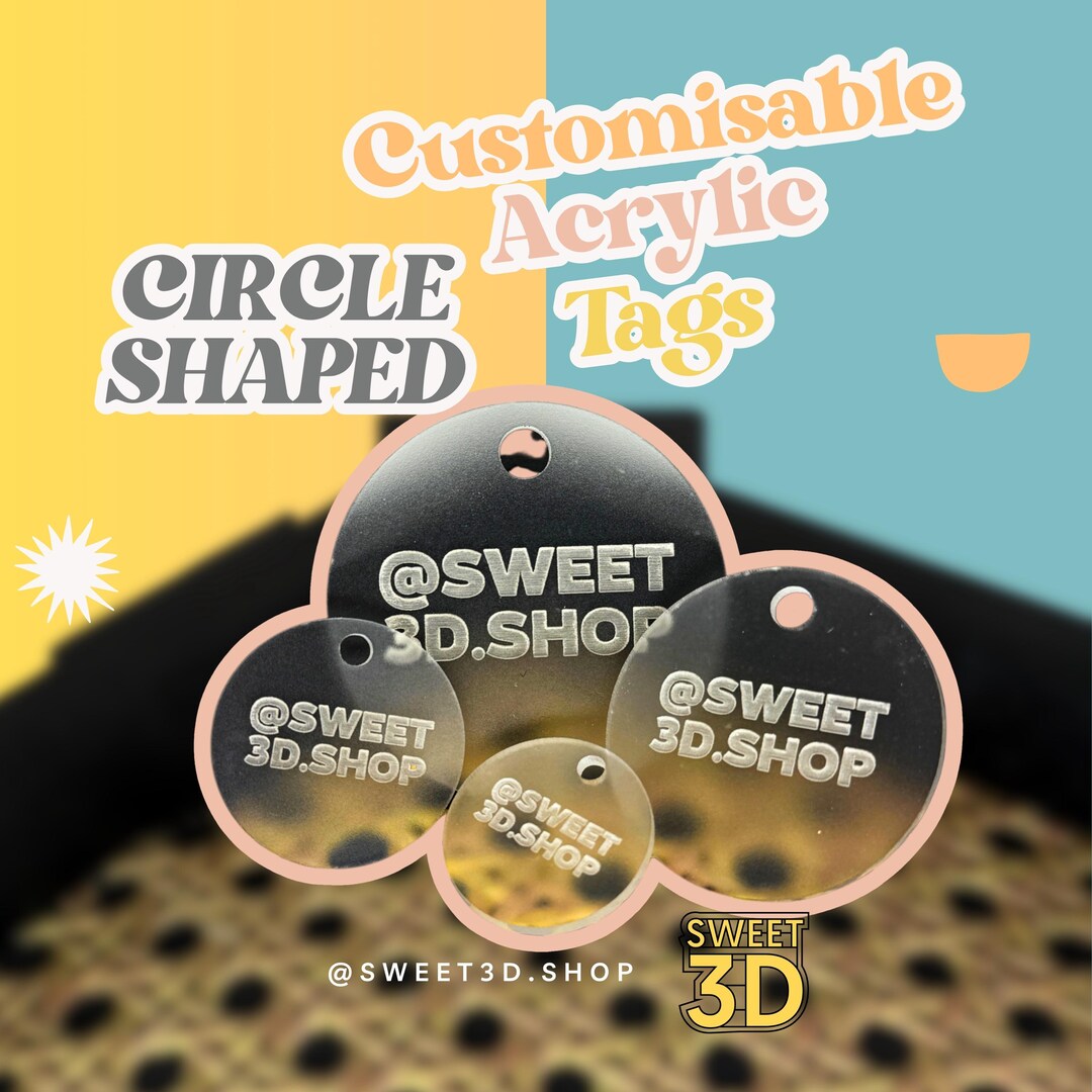 Acrylic Laser Cut Circle Tags - Custom Acrylic Tags - Frosted Clear ...