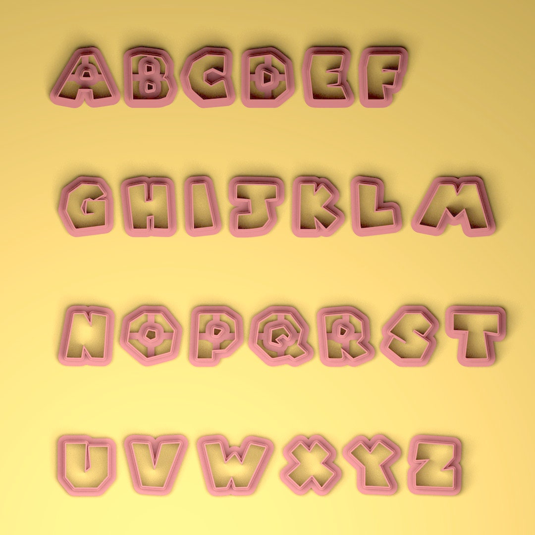 Super Mario Font Alpahbet Fondant Cutter A Z Cake - Etsy