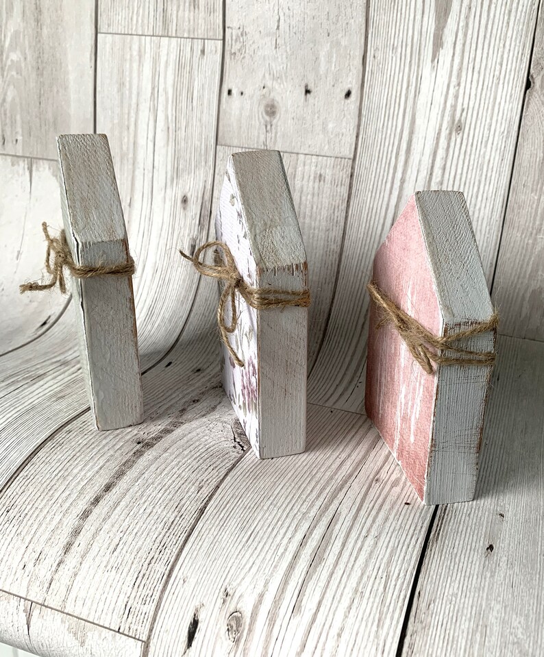 Rustic Wood/house Shape Shelf Sitter/ Naïve Artwork/ Block House ...