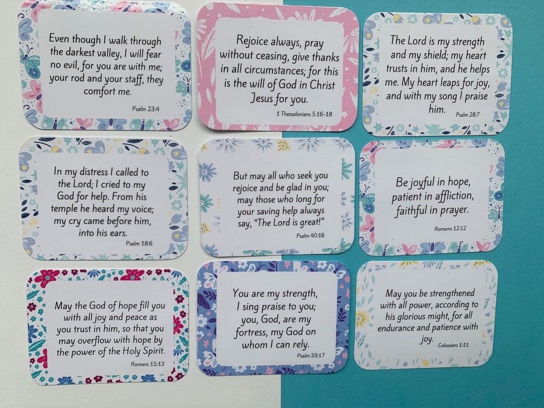 Set of 9 Scripture Cards on Encouragement Through Prayer - Etsy