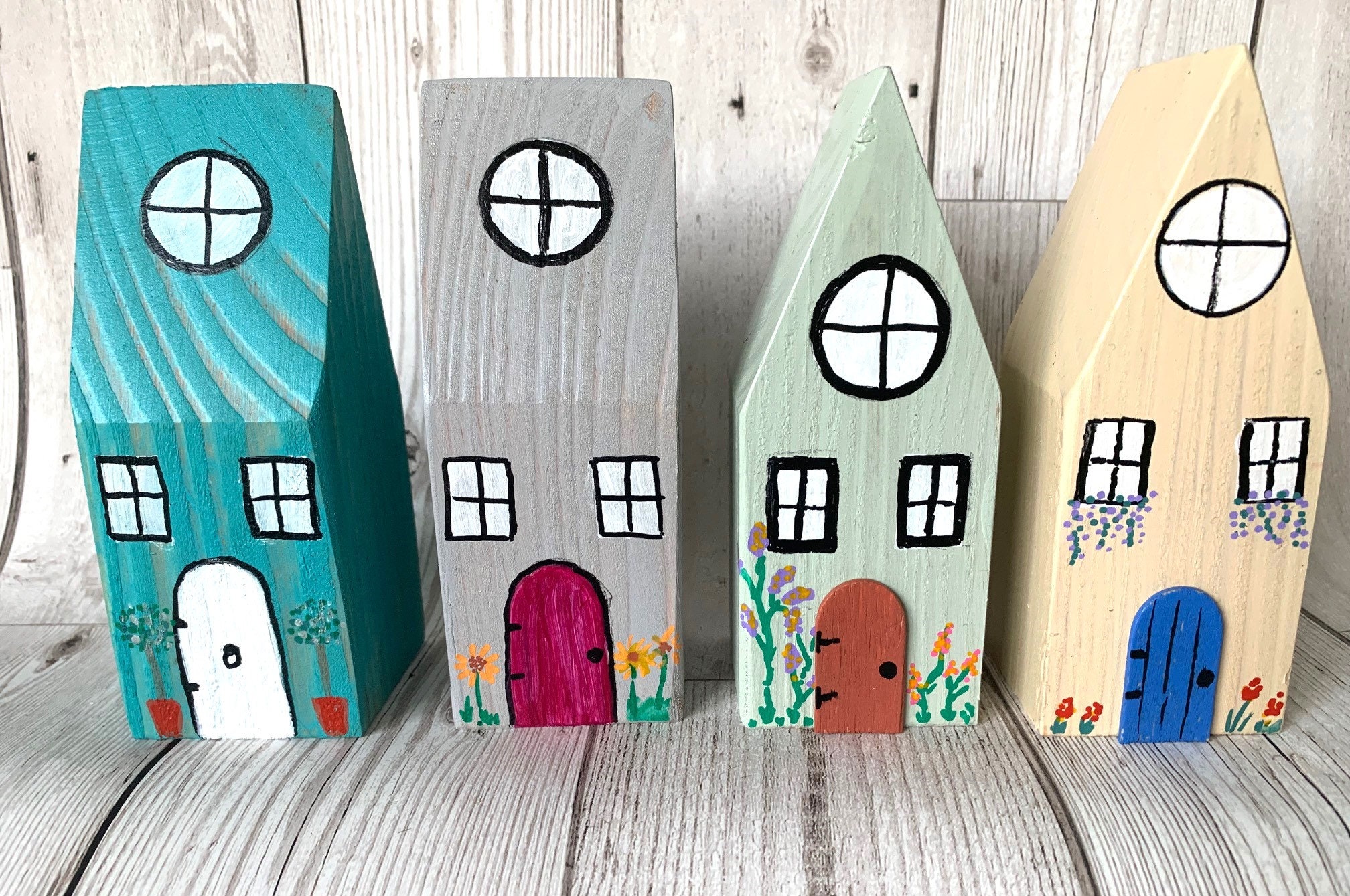 Miniature Reclaimed Wood Town Houses Shelf Sitter - Etsy