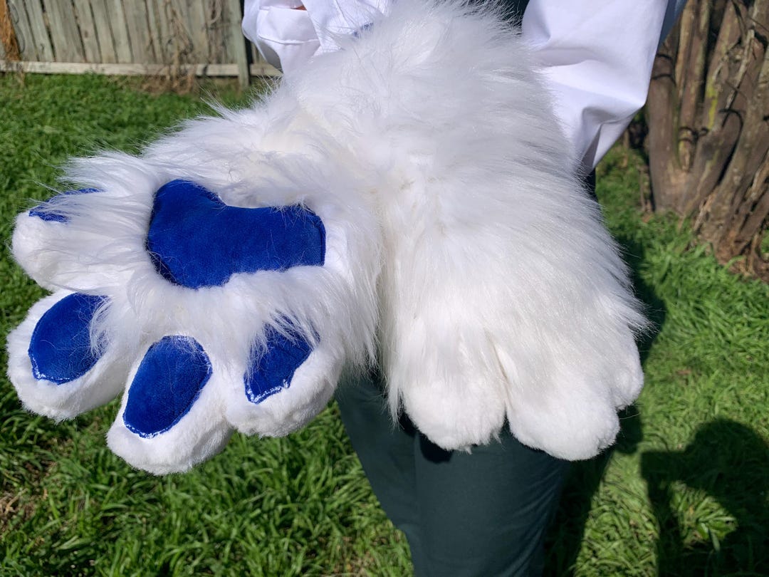 Squeaky Fursuit Hand Paws!! Fully Lined and Handmade- Blue and White - Etsy