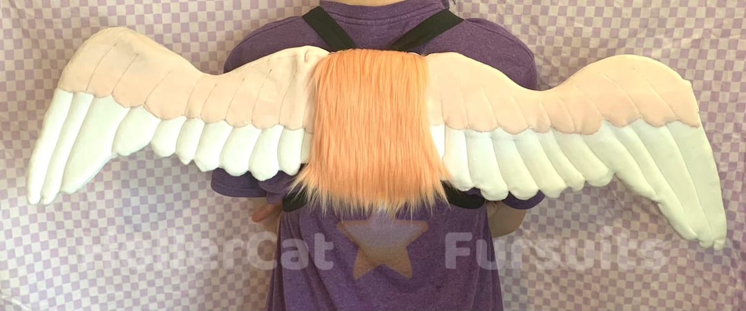 Handmade Fursuit Wings!! Pink and White Foam Bird Fursuit Wing Harness ...