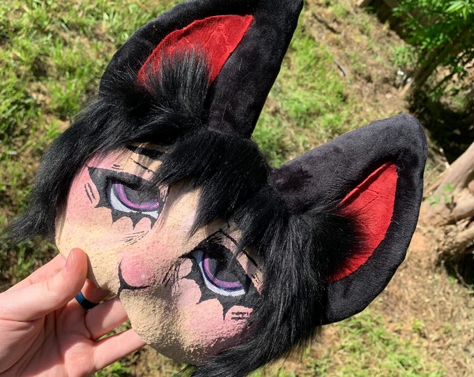 Anya Mouthwashing Furry Mask- Black, Tan and Red - Etsy