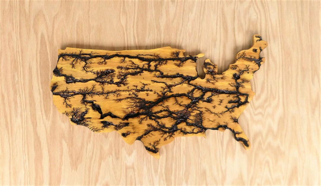 United States of America, Fractal Burn Art, Lichtenberg, Wood Art ...