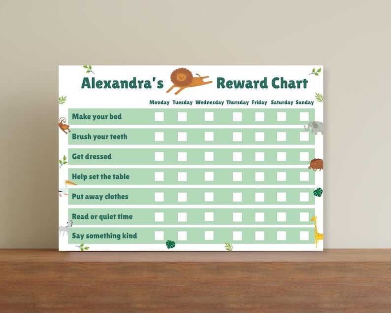 Safari Animals Reward Chart | Fun Behaviour Tracker for Kids | Jungle ...